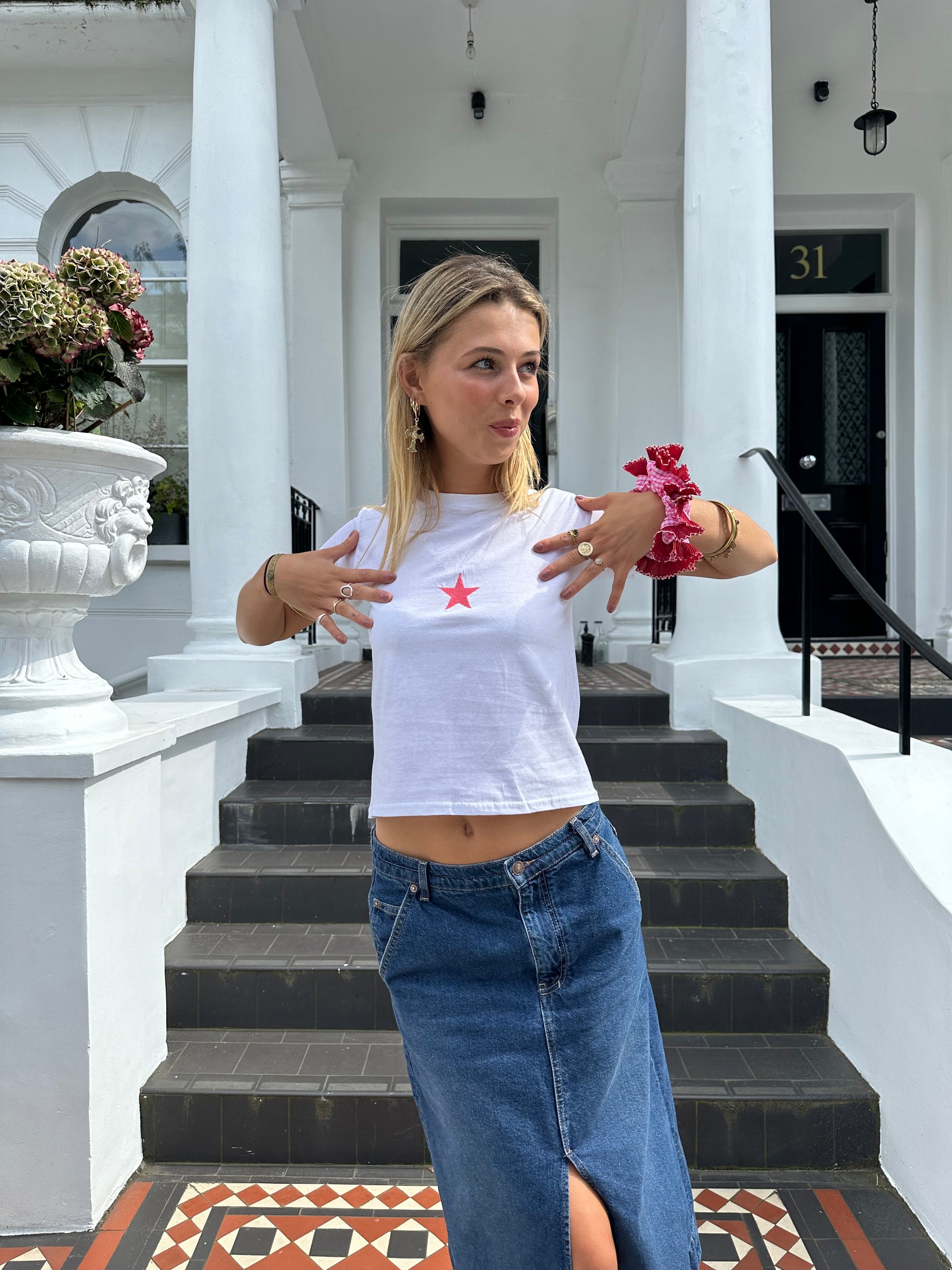 Embroidered Pink Star Tee – Mima Rose